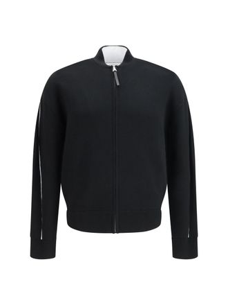 Givenchy Mens Cardigan Stretch Wool-Blend Black-White Black/white Sweater