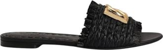 Dolce & Gabbana Femme, Chaussures, Noir, Taille: 36 1/2 EU Raffia Braid Slipper