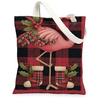 Generic Sacs fourre-tout de Noël en toile à motif doiseaux tropicaux, sacs dépicerie réutilisables, vintage, légers et lavables pour lextérieur, les voyages, 