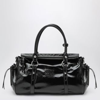 Miu Miu Large top-handle bag in glossy black leather