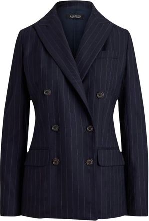 Ralph Lauren Blazer crois&eacute; &agrave; rayures - Femme - Vestes - Bleu - Taille: 44 FR