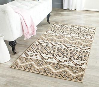 Safavieh Tapis Boho Pour Salon, Salle à manger, Chambre à coucher - Veranda Collection, Tapis à poil court, Crème et Marron, 79 X 152 cm