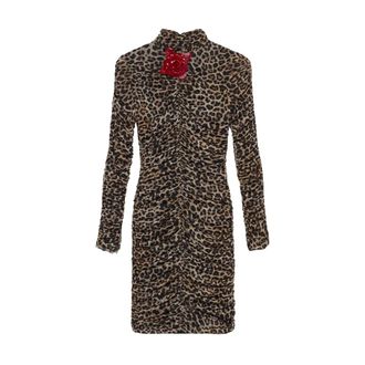 Blumarine Robe courte en jersey imprim&eacute; avec broche - Femme - Robes - Multicolore - Taille: 38 FR