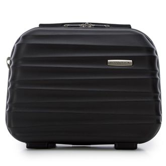 Wittchen Kosmetikkoffer Reisekoffer Handgepäck Kabinengepäck Rollkoffer Hartschale aus ABS Reisegepäck Kulturbeutel Kosmetiktasche Damen Groove Line schwarz Lu
