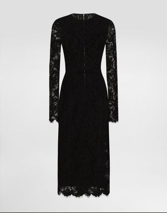 Dolce & Gabbana Ausgestelltes Longuette-kleid Aus Floraler Spitze Mit Kontrastierendem Futter - Frau Kleider Schwarz 38