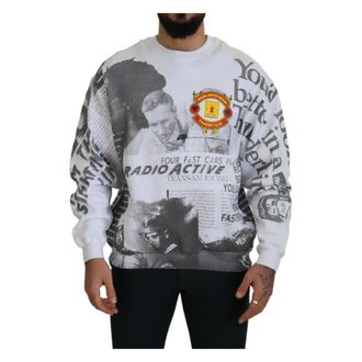 Msgm Eleganter wei&szlig;er Baumwollpullover - - Sweatshirts & Hoodies - Herren - Mehrfarbig - S