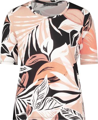 Betty Barclay Damen Basic Shirt mit Print 46, Schwarz/Braun