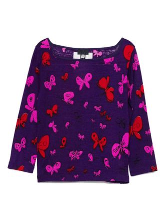 Versace pull à motif papillon (1998-1999) - Violet