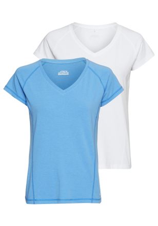 FAYN SPORTS Funktionsshirt FAYN SPORTS Double Pack Essential, Damen, Gr. 44, azurblau, wei&szlig;, Jersey, Obermaterial: 58% Baumwolle, 38% Polyester, 4% Elasthan, figu