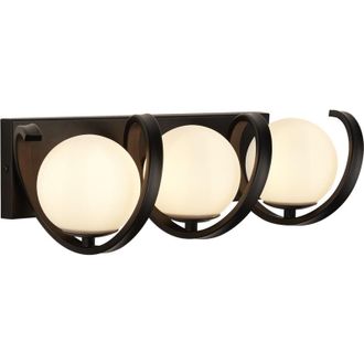 Searchlight Searchlight Twister Applique murale &agrave; 3 lumi&egrave;res, noir mat, verre opale mat