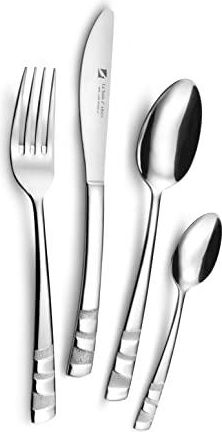 Albert de Thiers Albert de Thiers - LISA - M&eacute;nag&egrave;re 24 Pi&egrave;ces - Couverts en Inox - Finition Miroir avec Motif Perl&eacute; - 6 Couteaux, 6 Fourchettes, 6 Cuill&egrave;res - Bo&icirc;te Co
