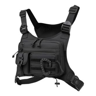 Generic Outdoor Multifunktionale Reisewesten-Brusttasche, gro&szlig;e Nylon-Jagdwestentasche (schwarz)