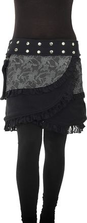 Purewonder Damen Wickelrock aus Fleece Winterrock Rock sk240 Schwarz Einheitsgr&ouml;&szlig;e Verstellbar