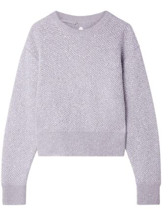 Stella McCartney pull brod&eacute; de sequins &agrave; d&eacute;coupes - Gris