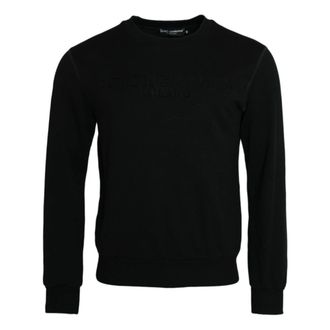 Dolce & Gabbana Schwarzer Baumwoll-Langarm-Sweatshirt - - Sweatshirts & Hoodies - Herren - Schwarzk - XS