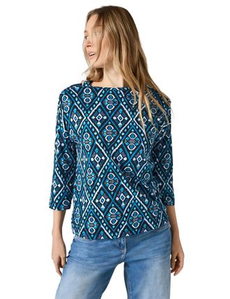 Cecil Damen B322275 Bedrucktes Shirt Mit Kn&ouml;pfen, Deep Charcoal Grey,XS