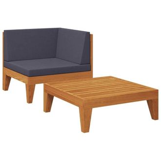 vidaXL 2-tlg. Garten-Lounge-Set mit Auflagen Massivholz Akazie - Vidaxl