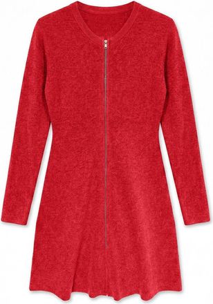 Vero Moda Jessica robe courte &agrave; col ras de cou, manches longues, coupe slim, en High Risk Red-Rouge