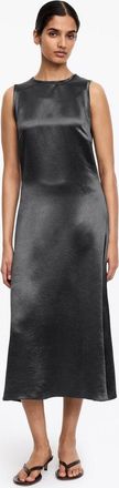 Arket Midikleid Aus Satin Mit Crinkle-Effekt -Grau