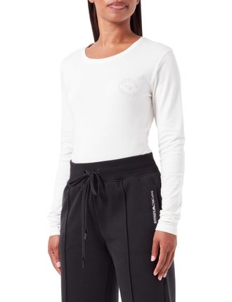 Emporio Armani Damen Emporio Armani Womens Long Sleeves T-shirt Essential Studs Logo T Shirt, Pale Cream, XL EU