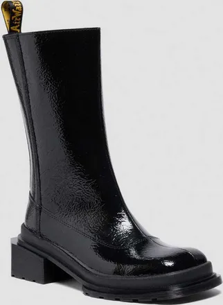 Dr. Martens Maybole Hi Square Toe Lackleder Chelsea Stiefel Schuhe in Schwarz, Größe: 36