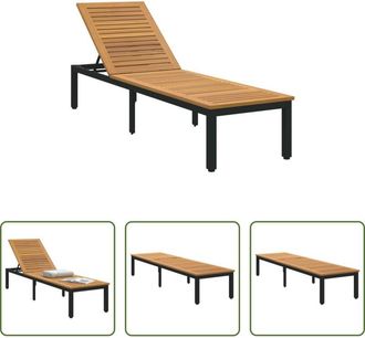 vidaXL Akazienholz - Sonnenliege Schwarz 200 x 55 x 35 cm Massivholz Akazie