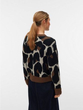 Vero Moda Strickpullover VMLEONIE LS O-NECK PULLOVER BOO Materialmix