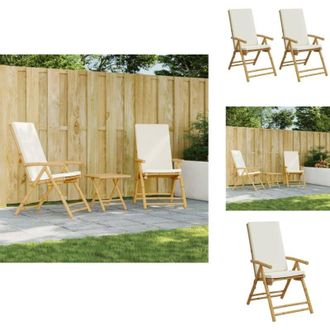 vidaXL Vidaxl - Chaises inclinables de jardin pliantes lot de 2 coussins bambou - Chaise De Jardin - Fauteuil De Jardin - Chaise Inclinable - Meuble De