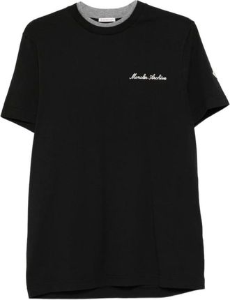 Moncler Homme, Tops, Noir, Taille: L T-Shirt Logo Brod&eacute;