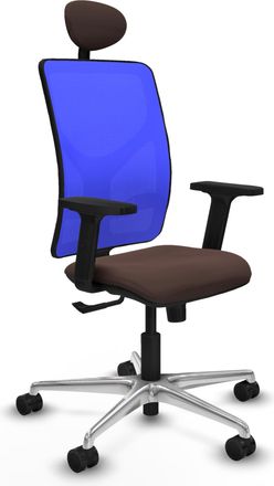 Piqueras y Crespo B&uuml;rostuhl mit 2D-Armlehnen, h&ouml;henverstellbarer Lendenwirbelst&uuml;tze und festem Kopfteil, ausgestattet mit Sincro 3 Positionen und Schneideschaum, Blau/D