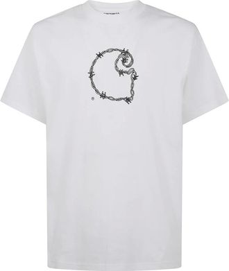 Carhartt Work in Progress Homme, Tops, Blanc, Taille: L T-shirt Barbwire C