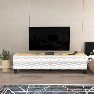 Hanah Home Traditional TV Stand, Sapphire & White, 149.2 x 35 x 38 cm | 100% Melamine Coated Particle Board, 18 mm Thick | Elegant Design for Living Room