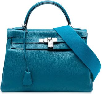 Hermès 2014 Togo Amazon Kelly II Retourne Satchel 32cm - Blau