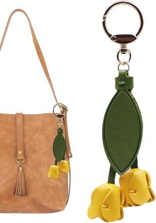 Generic Porte-cl&eacute;s en forme de fleur - Porte-cl&eacute;s d&eacute;coratif pour accessoire &eacute;l&eacute;gant, breloque de sac l&eacute;g&egrave;re avec anneau en m&eacute;tal s&eacute;curis&eacute;, porte-cl&eacute;s de sac &agrave;