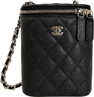 Chanel Hobo Bags - Chanel Vertical Coco Beauty Vanity Case small cavi - Gr. unisize - in Schwarz - f&uuml;r Damen