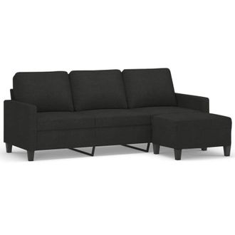 vidaXL Vidaxl - Canap&eacute; &agrave; 3 places avec repose-pieds Noir 180 cm Tissu
