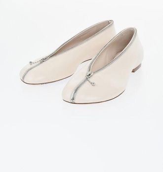 Burberry Zip-Up Leather Ballet Flats With Leather Sole size 36
