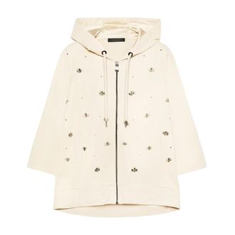 Elena Miro Handbestickter Kapuzen-Zip-Sweatshirt - - Sweatshirts & Hoodies - Damen - Beige - XS