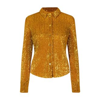 Stine Goya Pailletten Jersey Shirt f&uuml;r Abendanl&auml;sse - - Blouses & Shirts - Damen - Gelb - XS