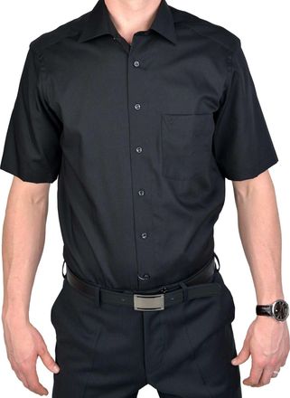 Marvelis Herren Businesshemd Kurzarm Non-Iron Modern Fit,Einfarbig,New Kent,schwarz 68,47