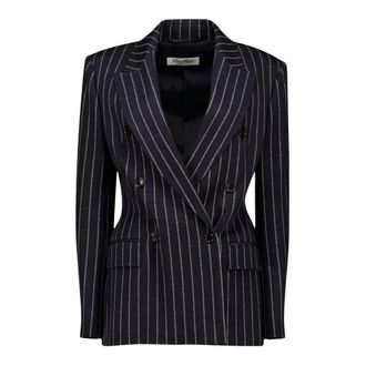 Max Mara Femme, Vestes, Bleu, Taille: 38 FR Blazer en laine seersucker