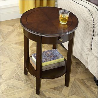 Generic Runder Beistelltisch - Couchtisch mit Holzakzent, Nachttisch, Sofa-Beistelltisch for kleine R&auml;ume, Wohnzimmer, Schlafzimmer. Holz-Eingangstisch(Dark B