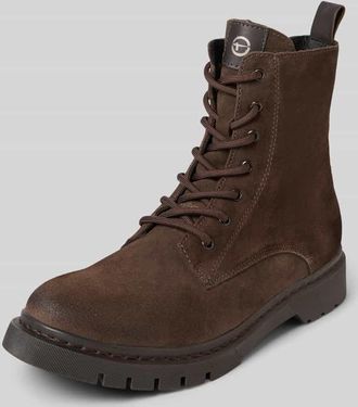 Tamaris Schn&uuml;rstiefel aus echtem Veloursleder