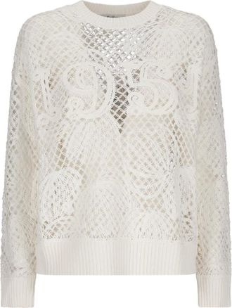 Max Mara Damen, Strickwaren, Wei&szlig;, LGr&ouml;&szlig;e