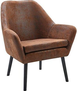 Versanora Divano Mid Century Alter Stoff Stuhl Sitz dunkelbraune Beine mit Armlehne für Küche Esszimmer Wohnzimmer Lesen Schlafzimmer Büro