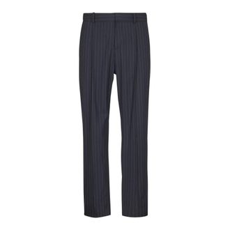 Balmain Gerade gestreifte Wollhose - - Trousers - Herren - Blau - S