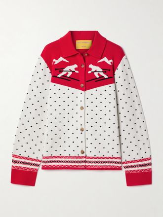 Guest In Residence Downhill Cardigan Aus Einer Woll-kaschmirmischung In Jacquard-strick - Rot