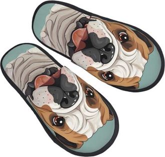 Generic Pantoufles Unisexes Drôle De Bouledogue Anglais Chaussons Antidérapantes Confort Chaude Pantoufles, Pour Intérieur Extérieur, Femmes, Fête, M