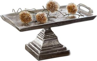 Loberon Etagere Samson, mit Zwei Griffen und Standfuß, Servierplatte, Zeitloses Design, Dekoration, Tischdeko, Wohn-Accessoire, Aluminiumguss, Silber