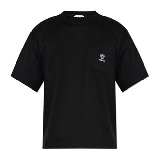 Versace T-Shirt aus besticktem Baumwolljersey - - Tops - Herren - Schwarzk - S